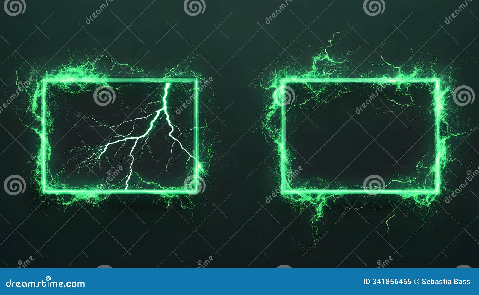 Lightning Frames, Green Electric Borders of Rectangular and Square ...