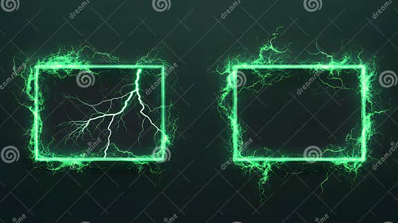 Lightning Frames, Green Electric Borders of Rectangular and Square ...
