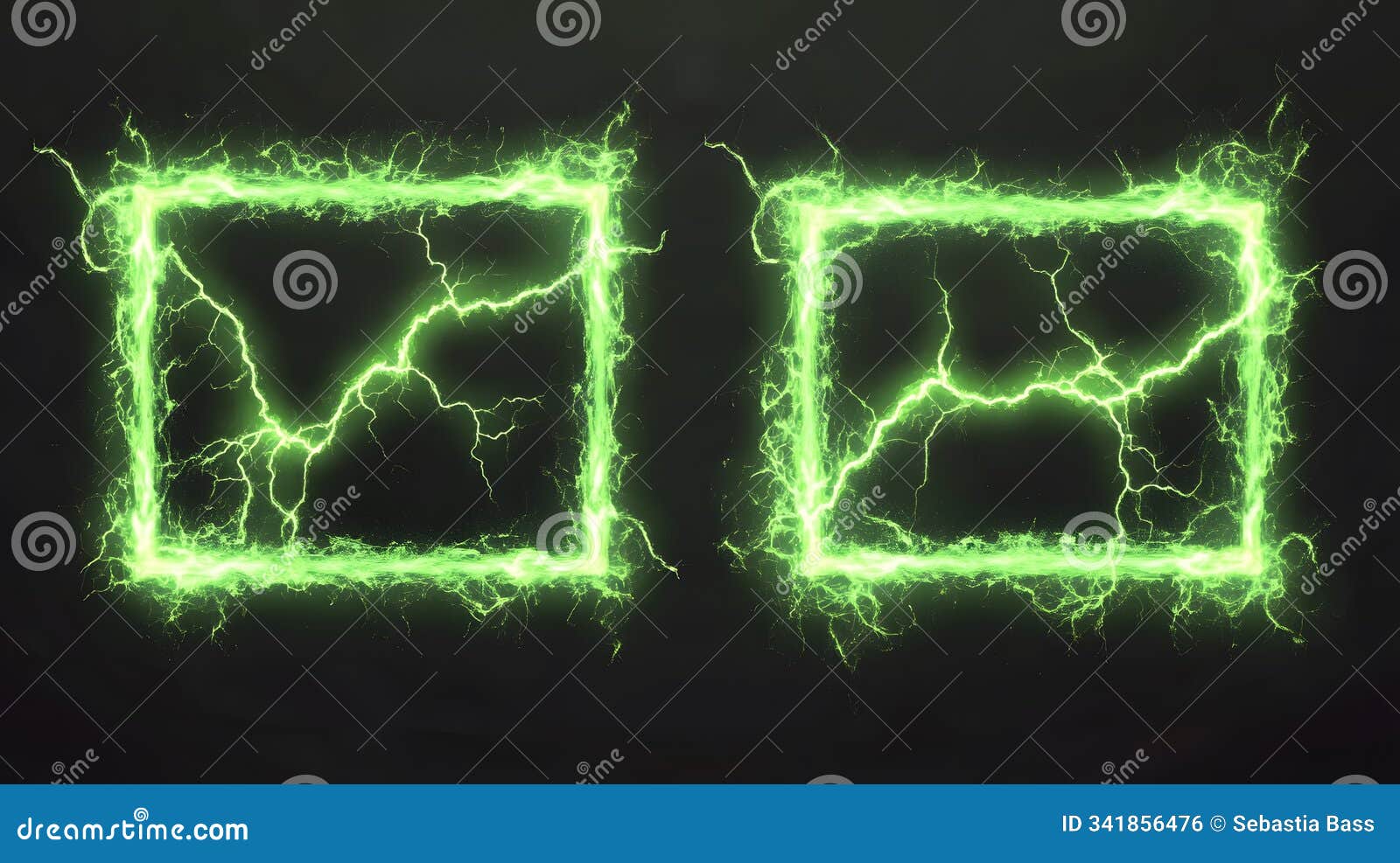 Lightning Frames, Green Electric Borders of Rectangular and Square ...
