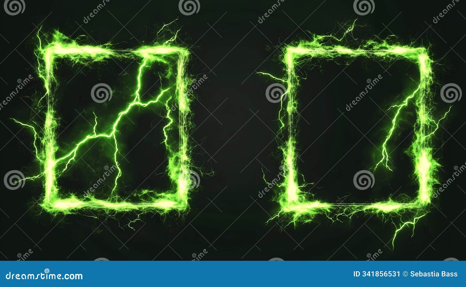 Lightning Frames, Green Electric Borders of Rectangular and Square ...