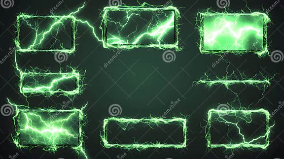 Lightning Frames, Green Electric Borders of Rectangular and Square ...
