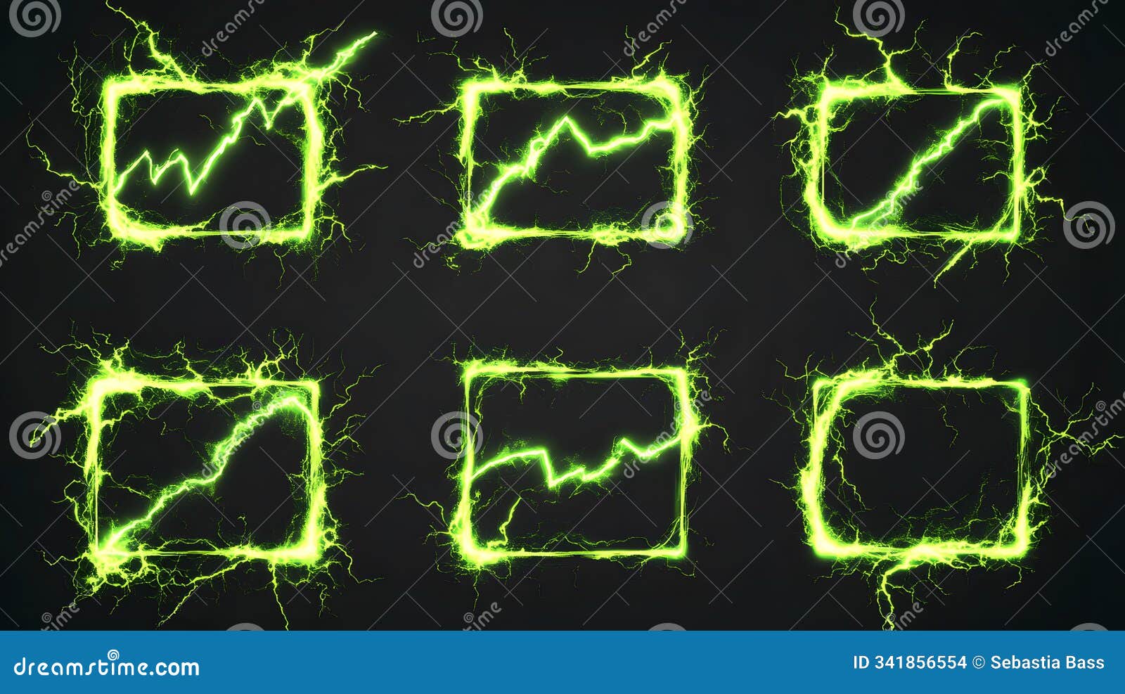 Lightning Frames, Green Electric Borders of Rectangular and Square ...