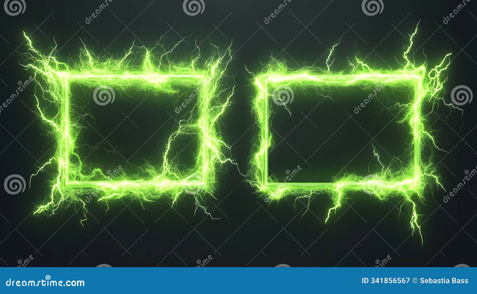 Lightning Frames, Green Electric Borders of Rectangular and Square ...