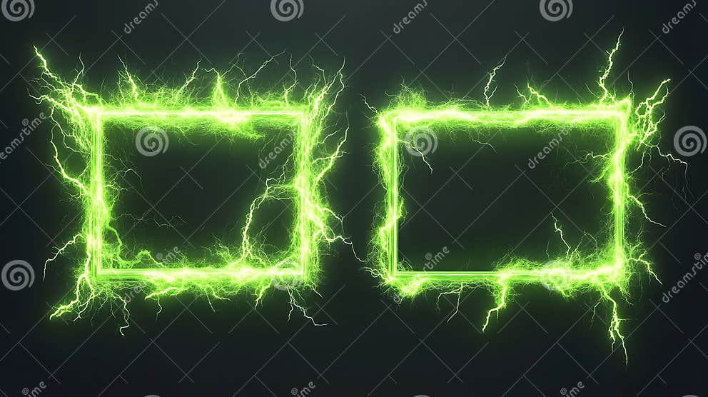 Lightning Frames, Green Electric Borders of Rectangular and Square ...