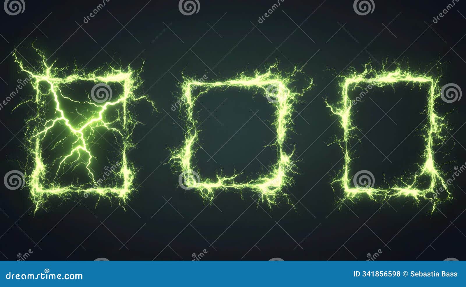 Lightning Frames, Green Electric Borders of Rectangular and Square ...