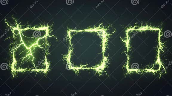 Lightning Frames, Green Electric Borders of Rectangular and Square ...