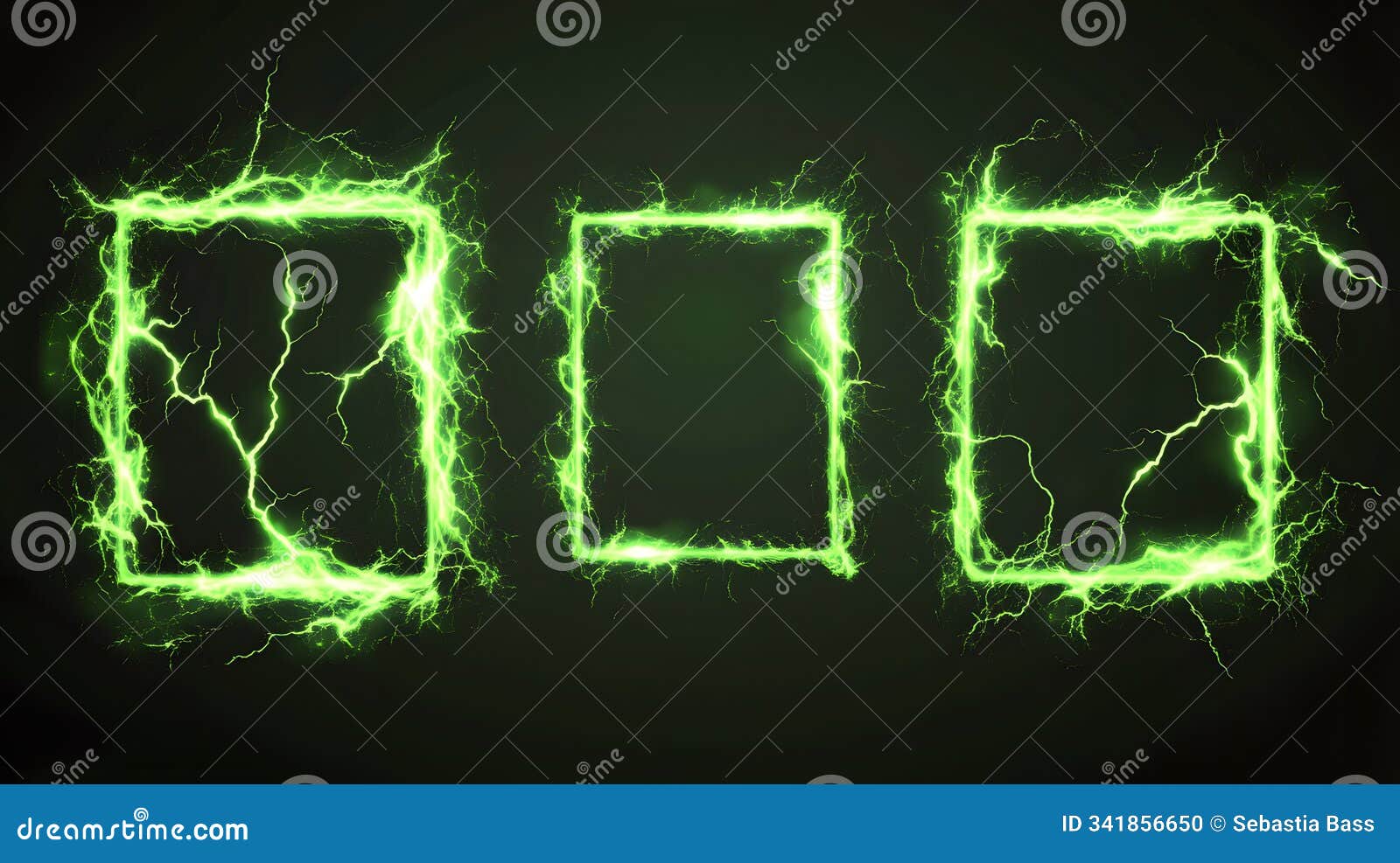 Lightning Frames, Green Electric Borders of Rectangular and Square ...