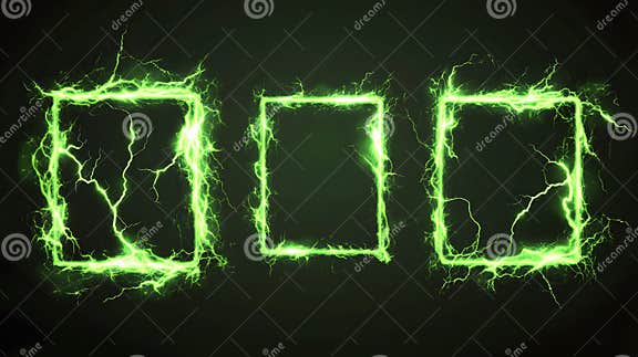 Lightning Frames, Green Electric Borders of Rectangular and Square ...