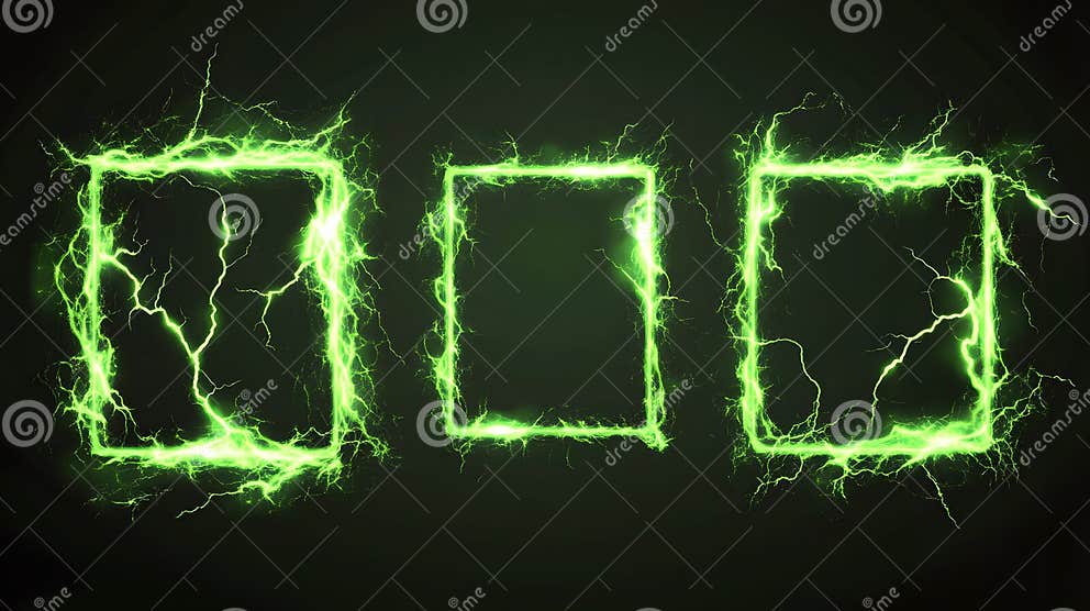 Lightning Frames, Green Electric Borders of Rectangular and Square ...