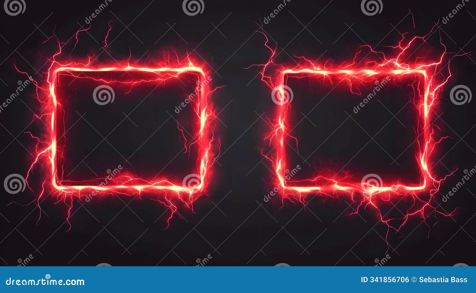 Lightning Frames, Red Electric Borders of Rectangular and Square Shapes ...