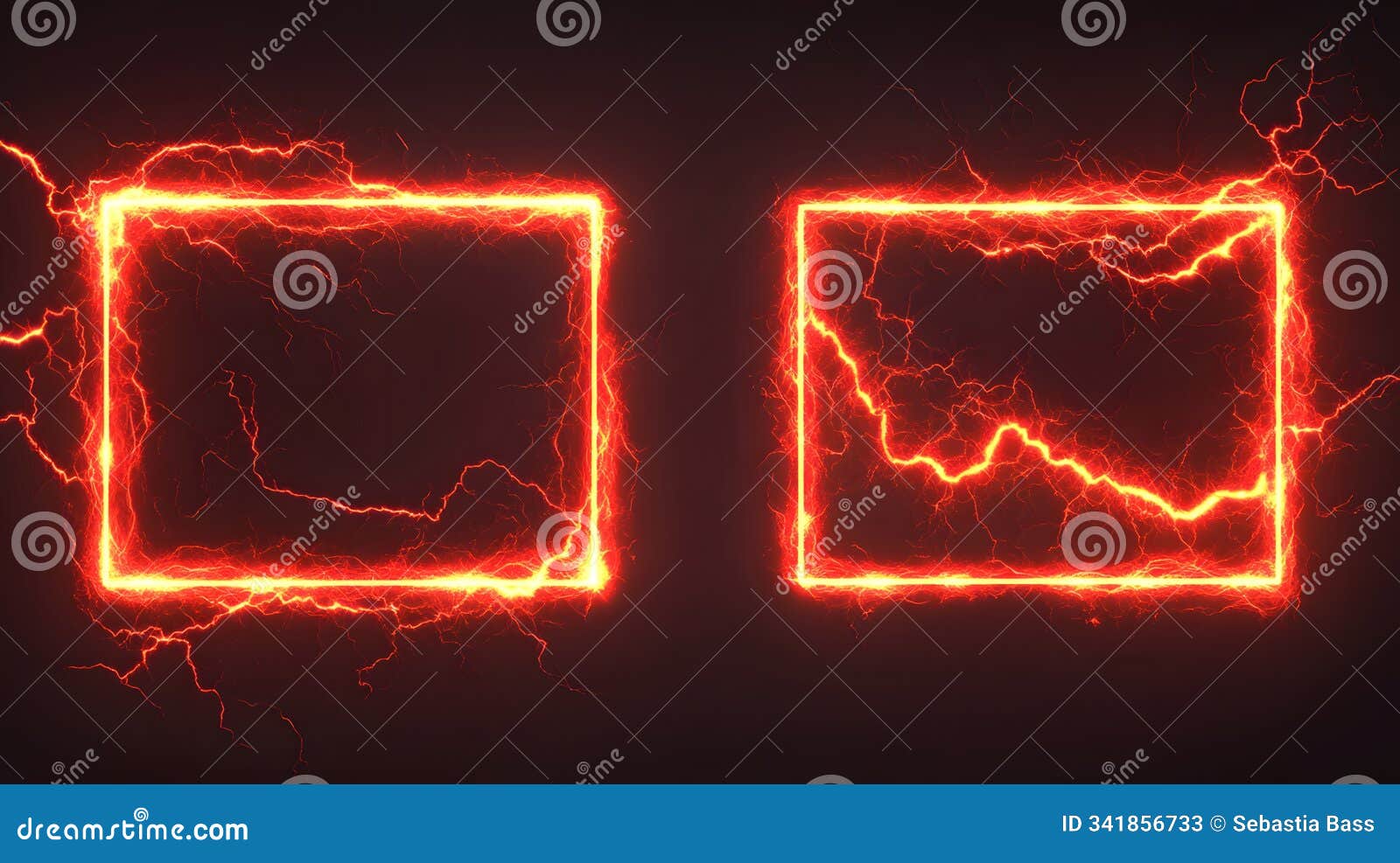 Lightning Frames, Red Electric Borders of Rectangular and Square Shapes ...