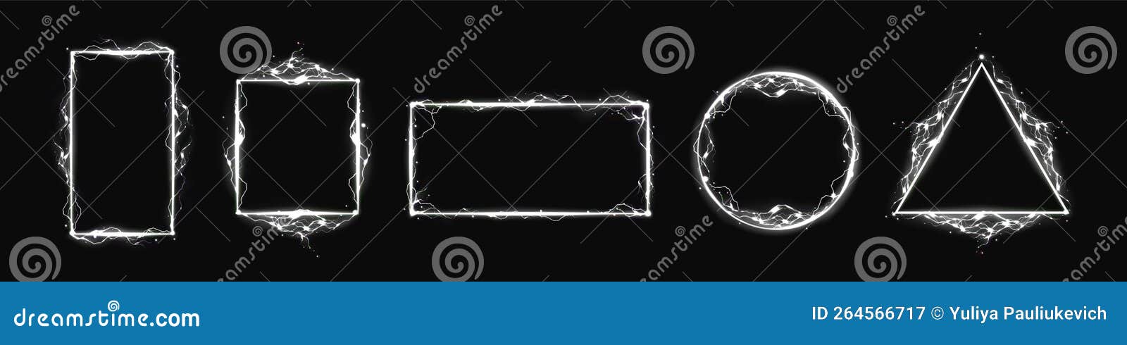 Lightning Frames, White Electric Energy Borders Stock Vector ...