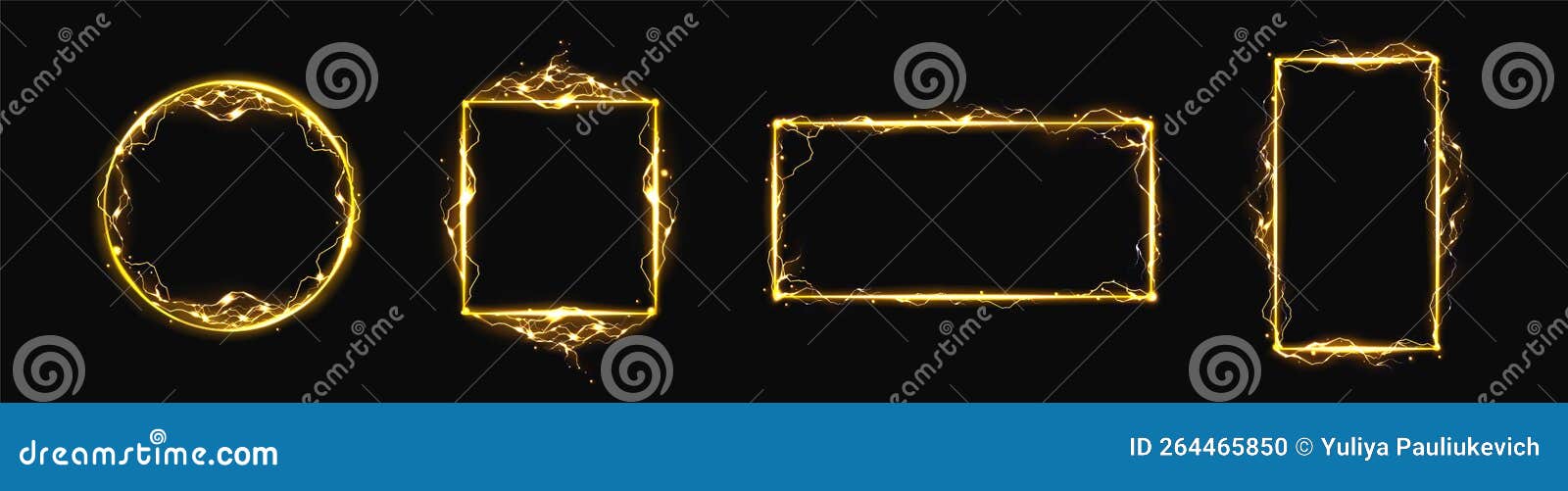 Lightning Frames Yellow Thunderbolt Effect Borders Stock Illustration ...