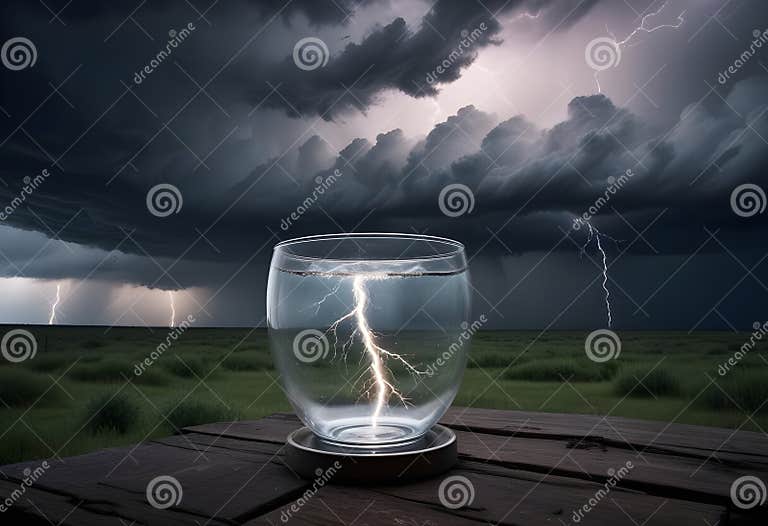 Lightning in a Glass Against the Background of a Thundercloud Stock ...