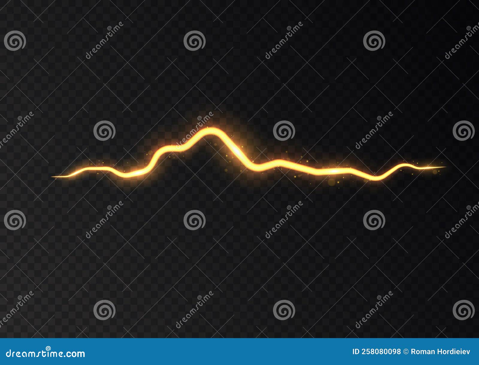Gold Lightning Bolt Light Spark Flash Thunderstorm Stock Vector ...