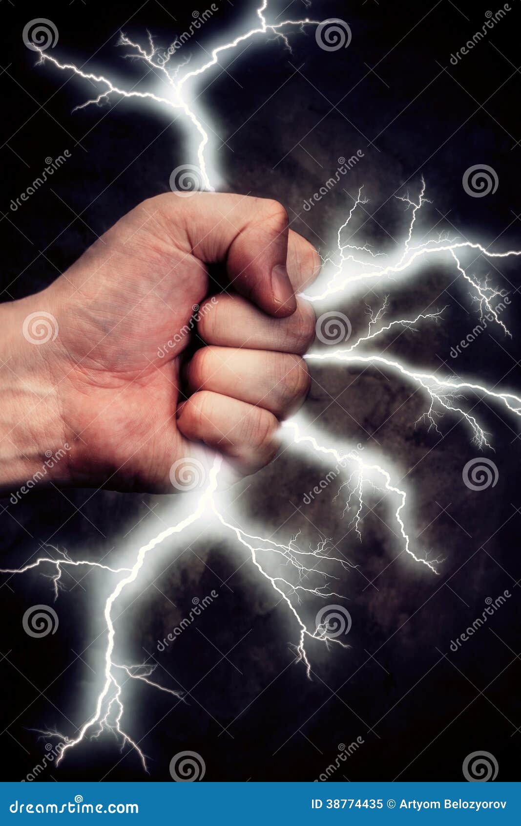 Lightning in a hand stock image. Image of squeeze, lightning - 38774435