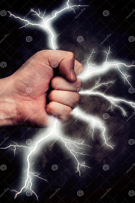 Lightning in a hand stock image. Image of squeeze, lightning - 38774435