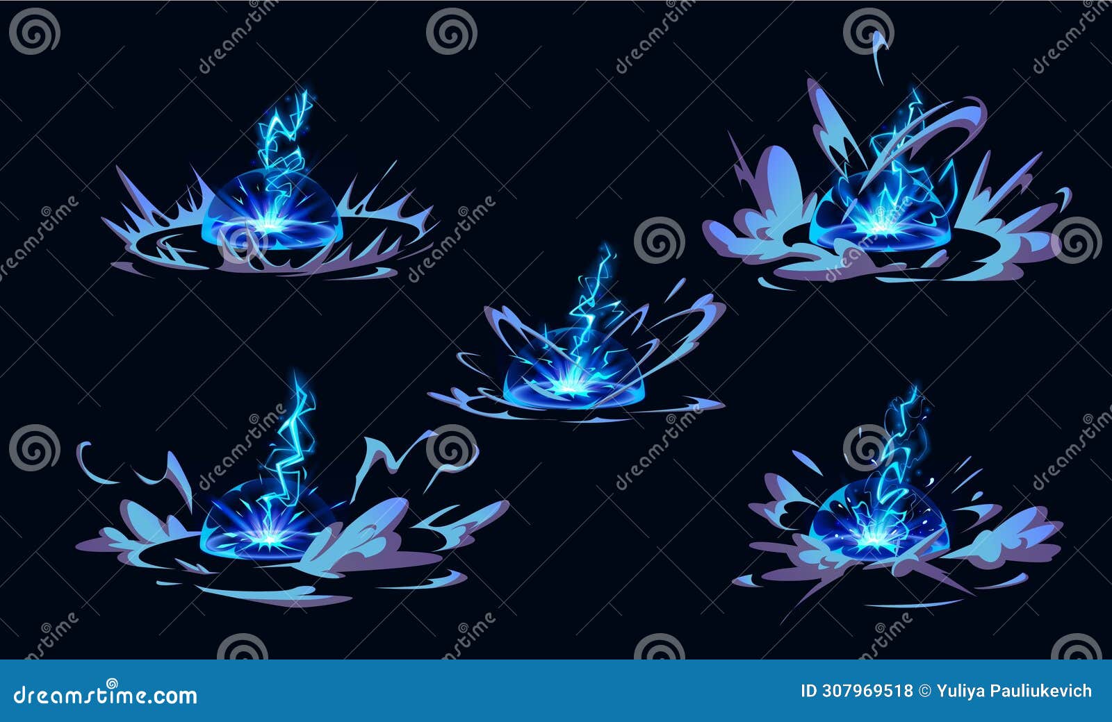 Lightning Hit Ground or Floor with Burst Effect. Stock Vector ...