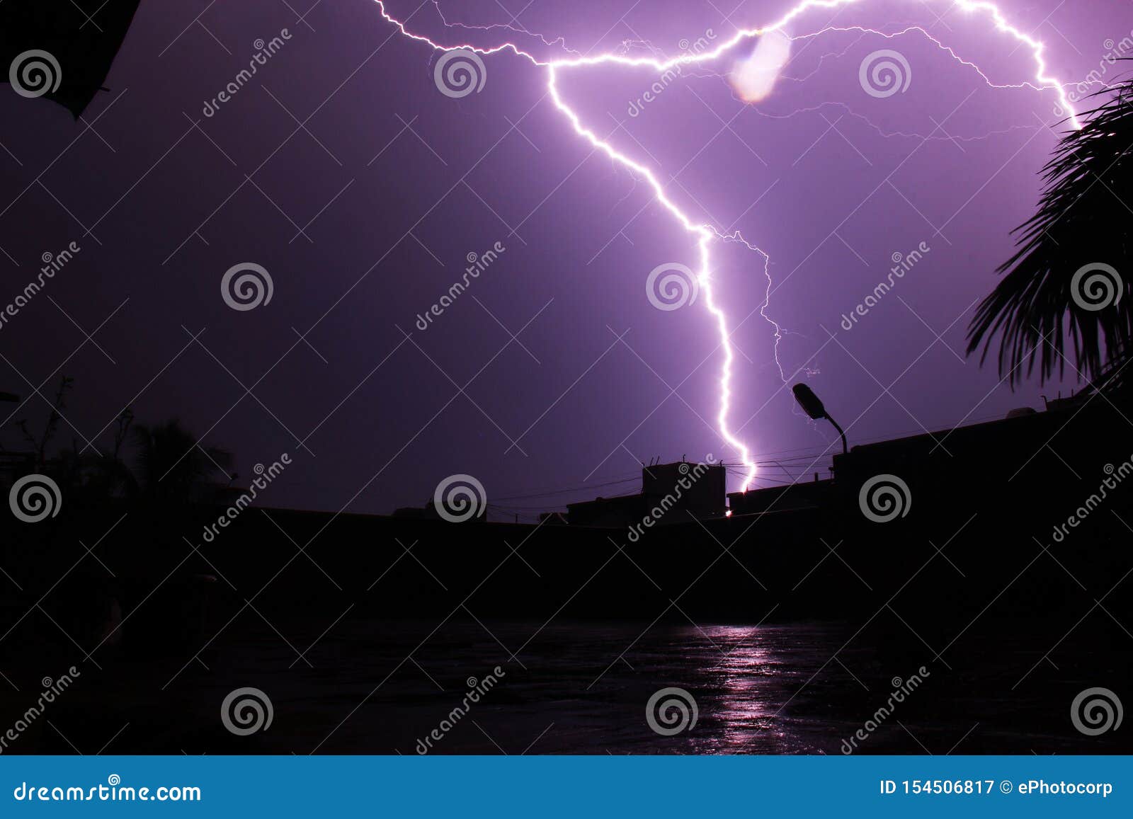 Lightning Hitting Building Top at Pune, India Stock Image - Image of ...
