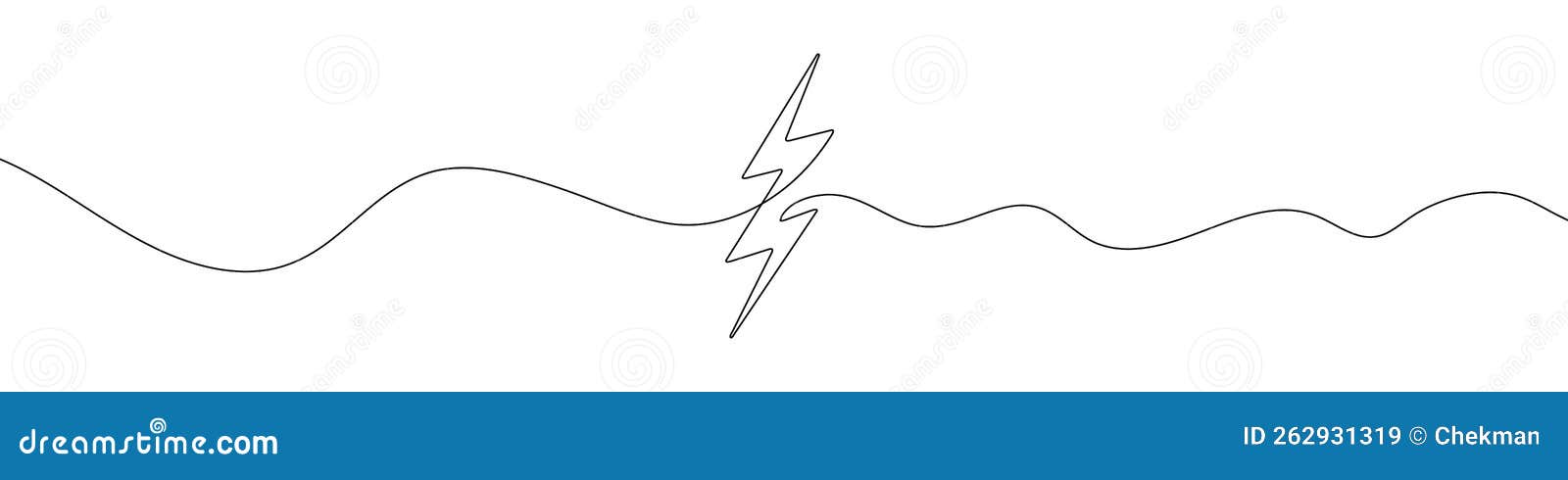 Lightning Icon in Continuous Line Drawing Style. Line Art of Lightning ...