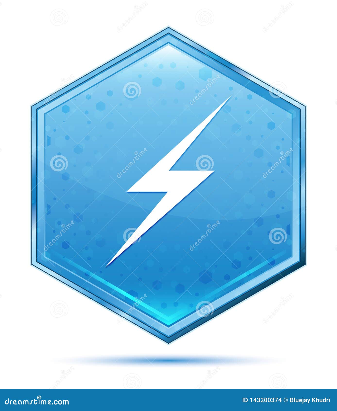 Lightning Icon Crystal Blue Hexagon Button Stock Illustration ...