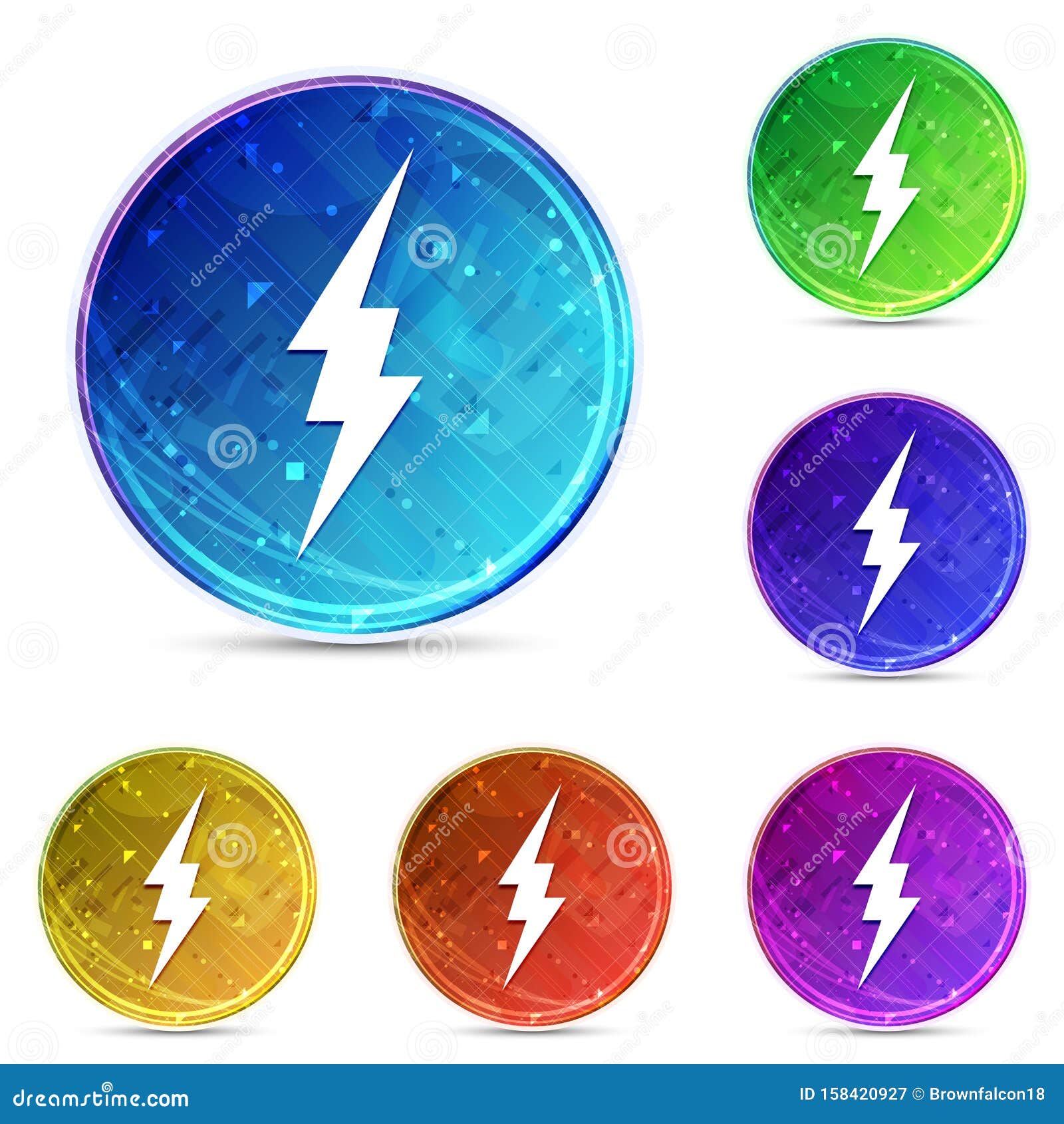 Lightning Icon Digital Abstract Round Buttons Set Illustration Stock ...