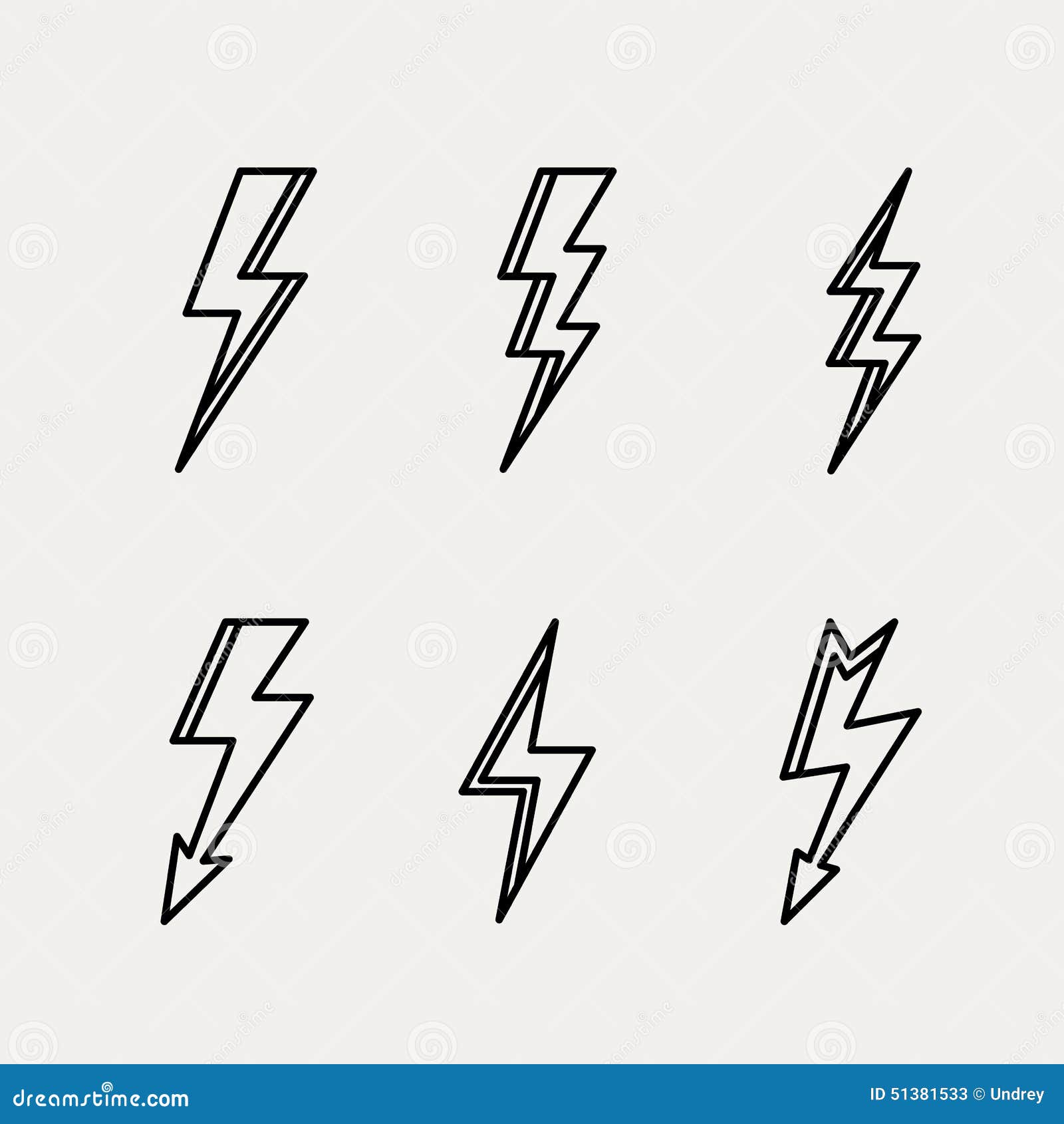 Lightning Bolt Outline Tattoo