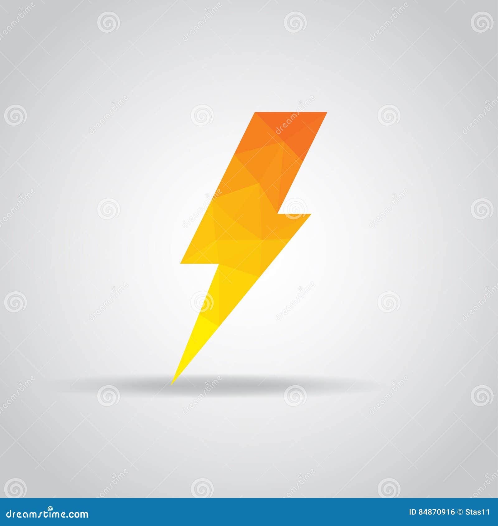 Lightning Icon in Polygonal on a Gray Background Stock Illustration ...