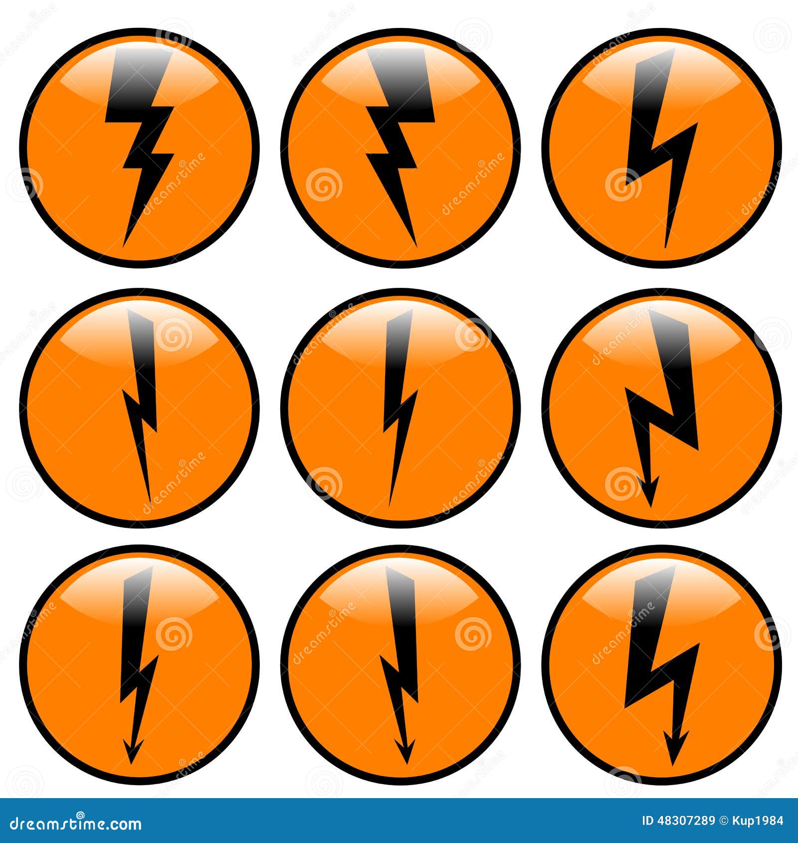 Lightning icon set. stock vector. Illustration of attention - 48307289