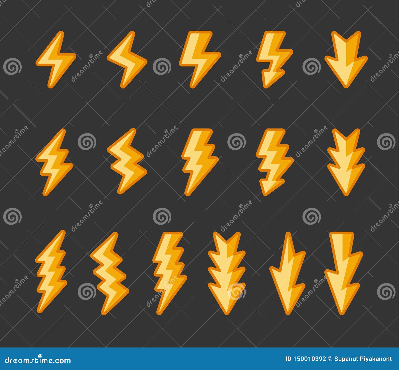 Lightning icon set stock vector. Illustration of light - 150010392