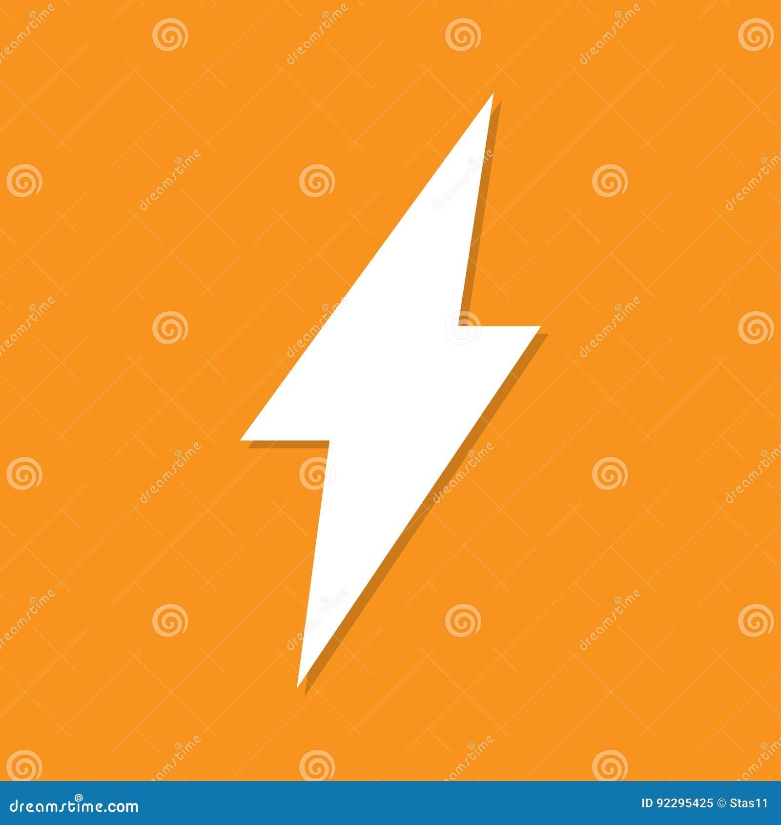 Lightning Icon with Shadow in a Flat Design on an Orange Background ...