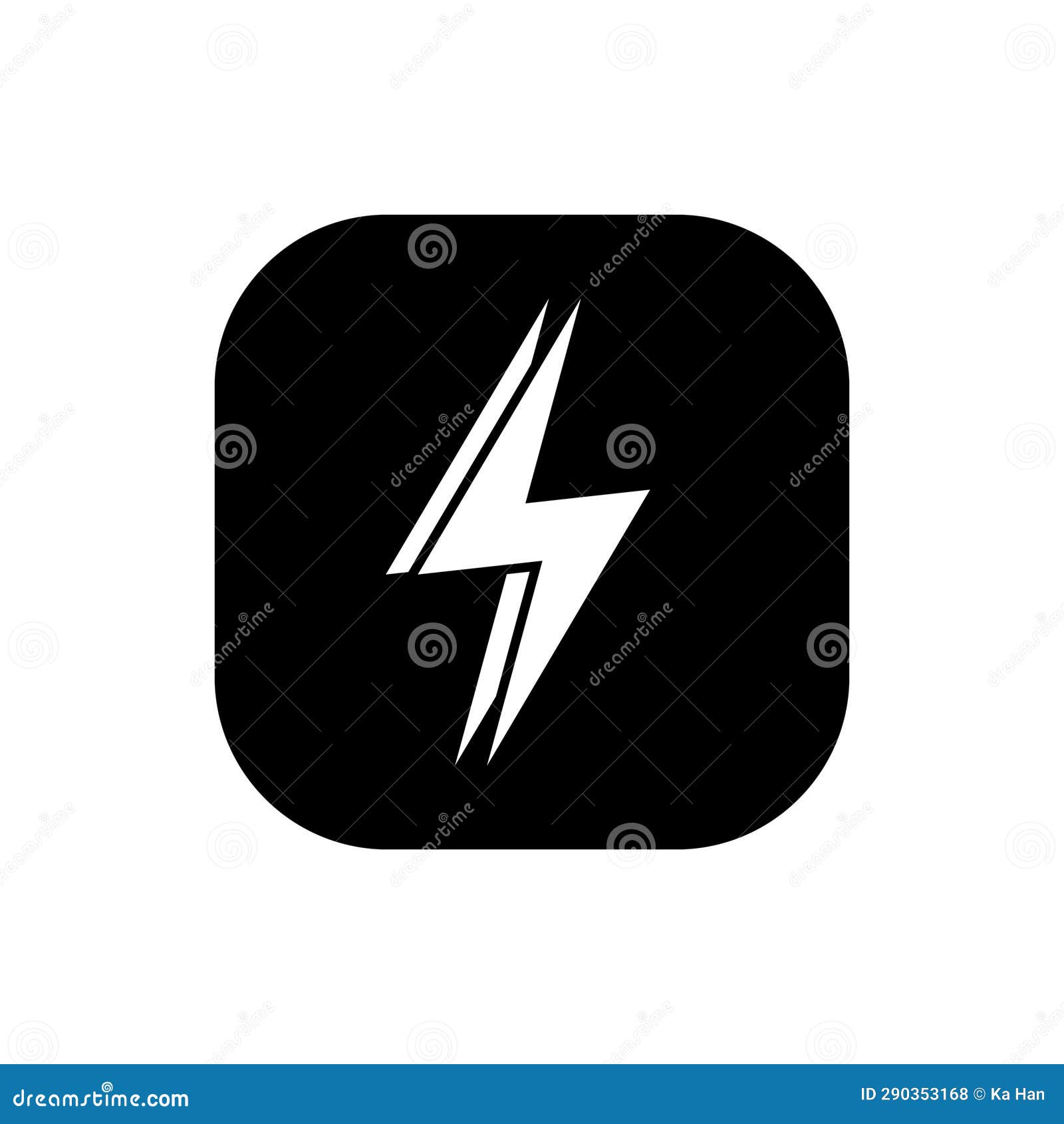 Lightning Icon Vector in Black Square. Thunderbolt Sign Symbol Stock ...
