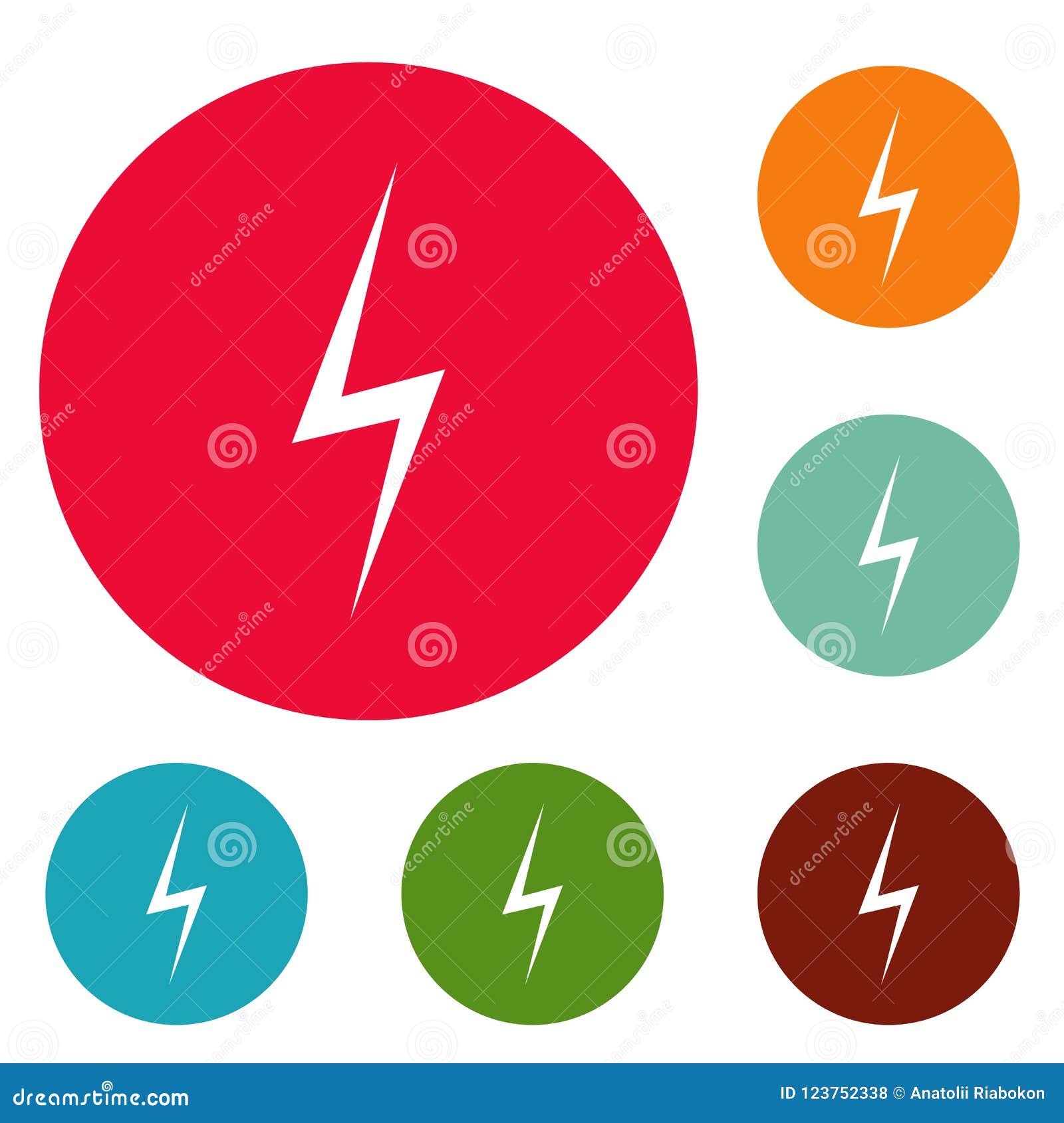Lightning icons circle set stock illustration. Illustration of ...