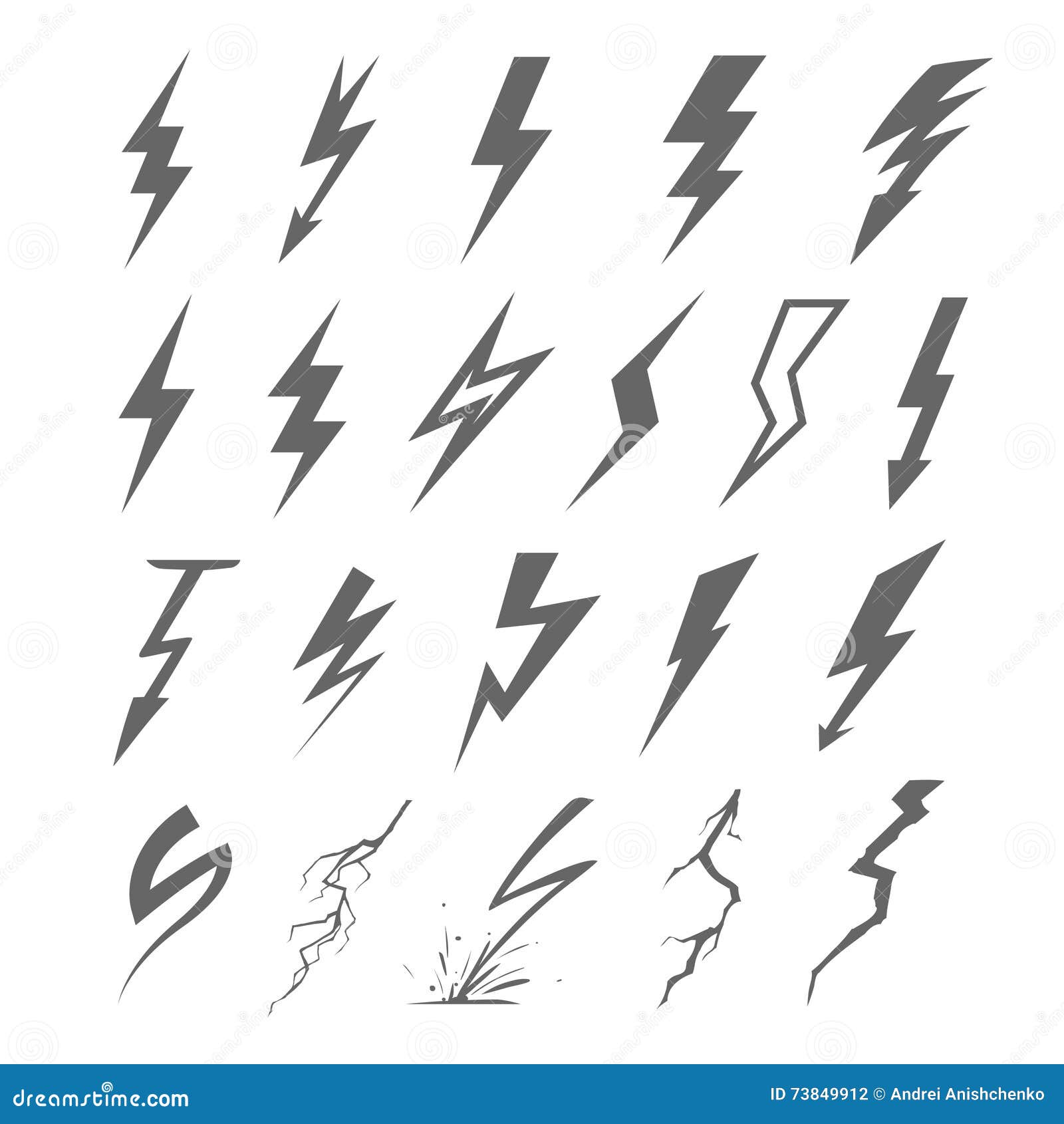 Lightning Icons. Thunder. Lightning Strike. Cartoon Vector ...