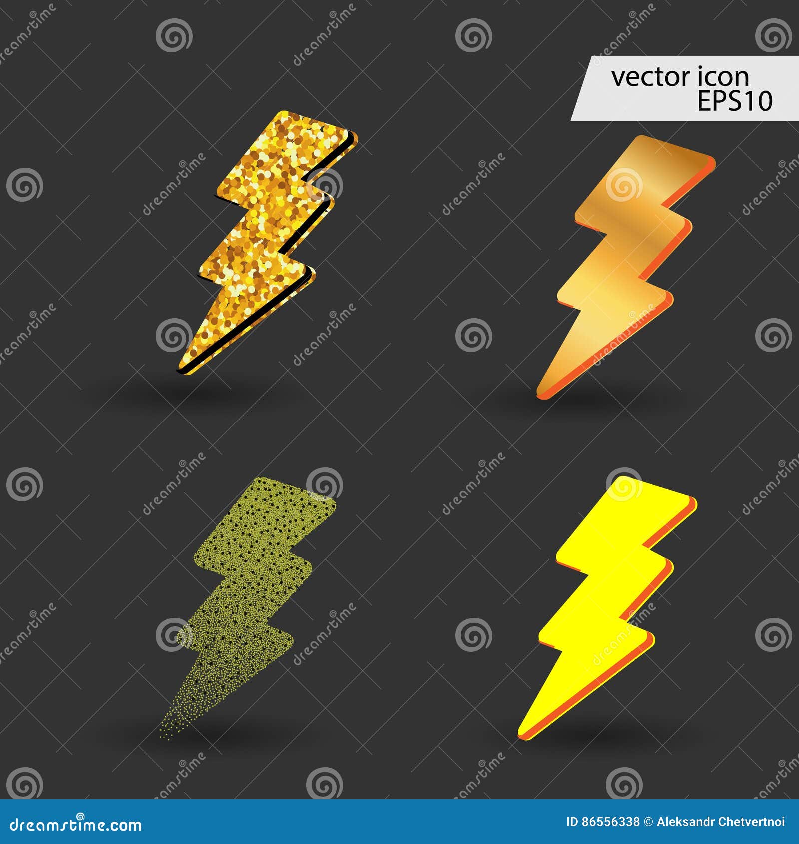Lightning icons set stock illustration. Illustration of energy - 86556338