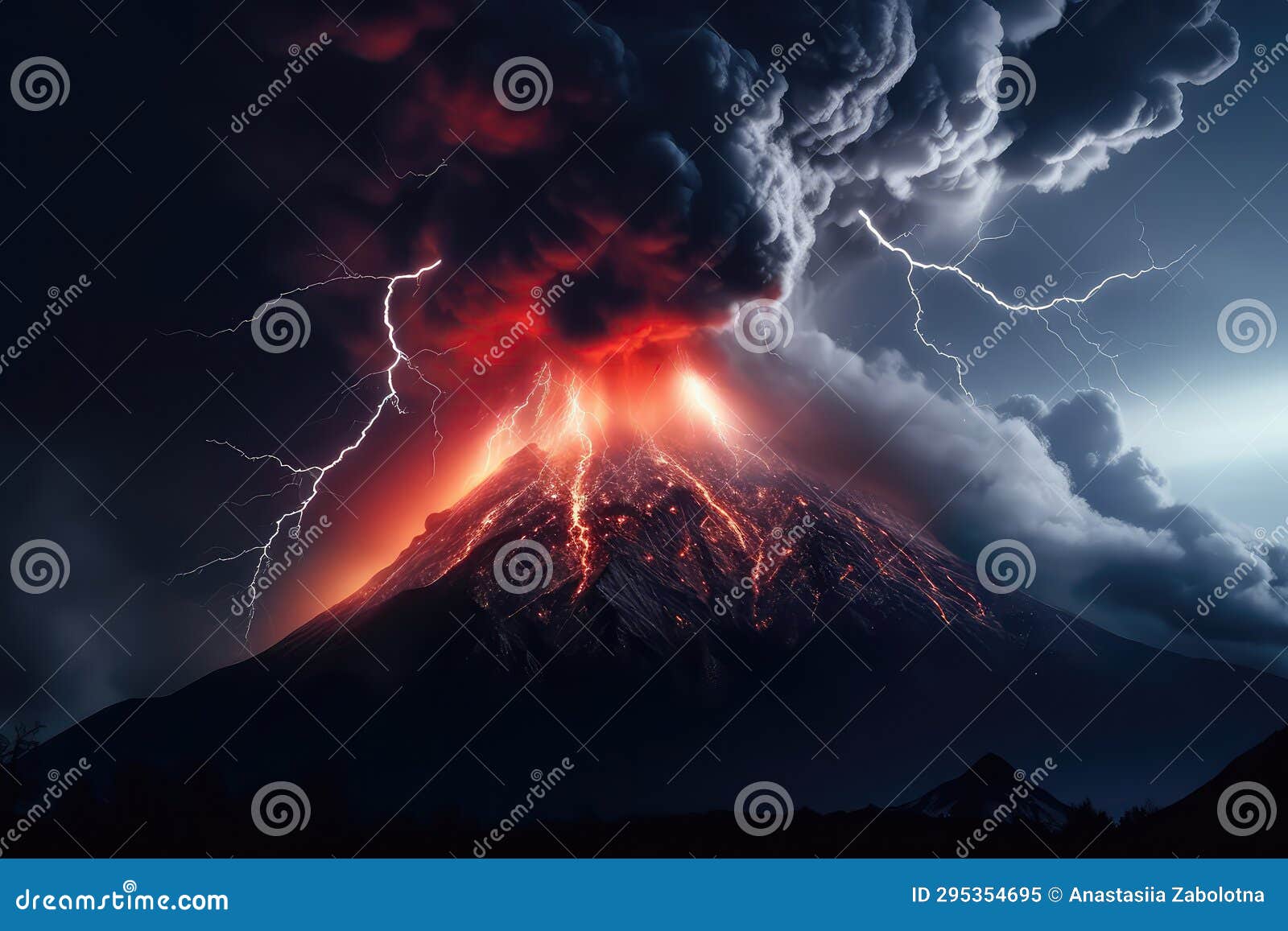 Lightning Illuminates Volcanic Eruption in Timelapse Footage Stock ...