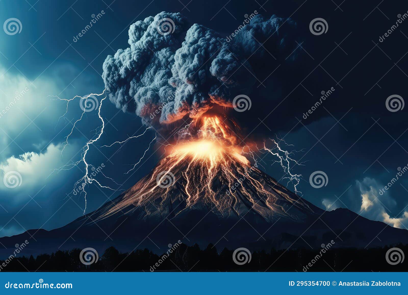 Lightning Illuminates Volcanic Eruption in Timelapse Footage Stock ...