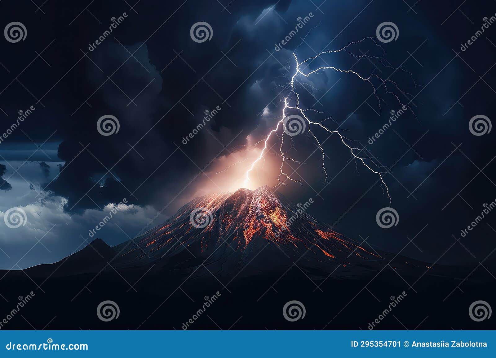 Lightning Illuminates Volcanic Eruption In Timelapse Footage Royalty ...