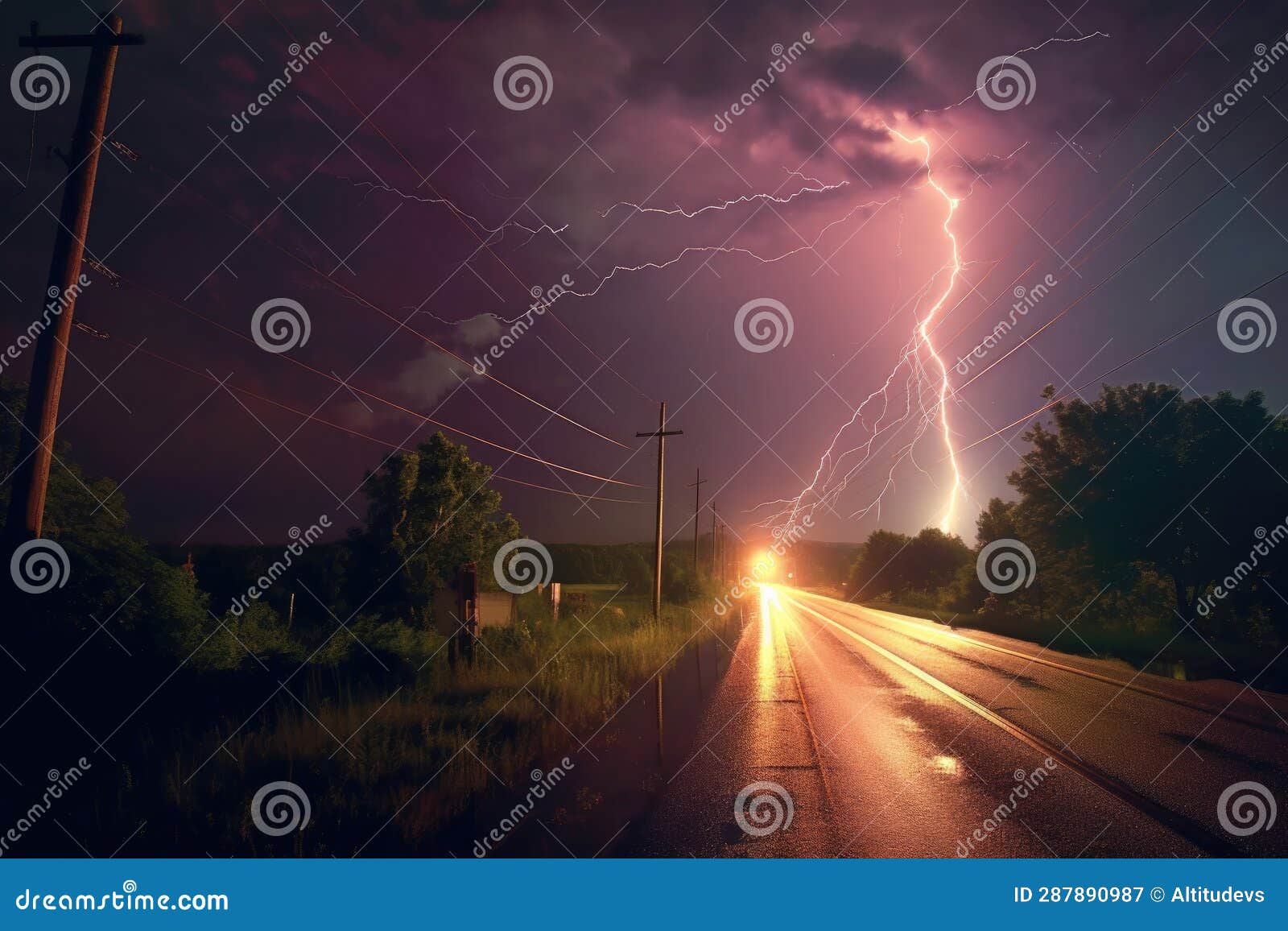 Lightning Illuminating a Tornados Path at Night Stock Image - Image of ...