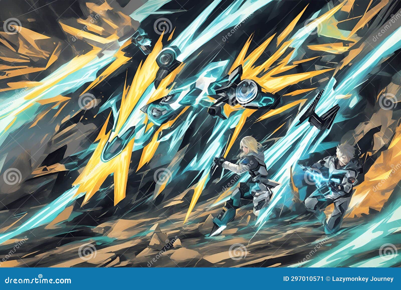 Lightning Impact Energy Effect Cartoon Stock Illustration ...