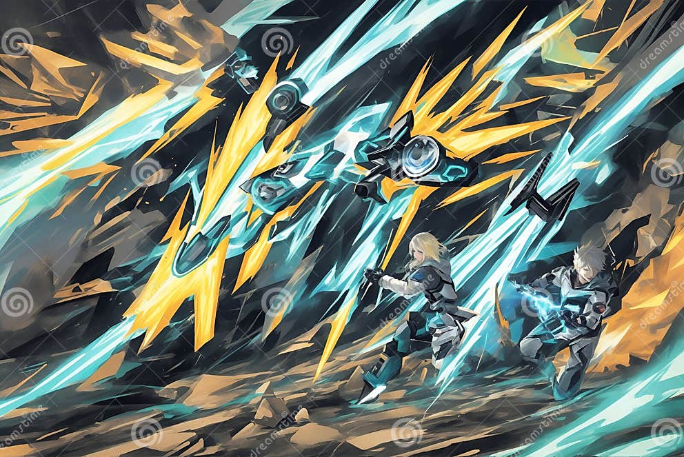 Lightning Impact Energy Effect Cartoon Stock Illustration ...