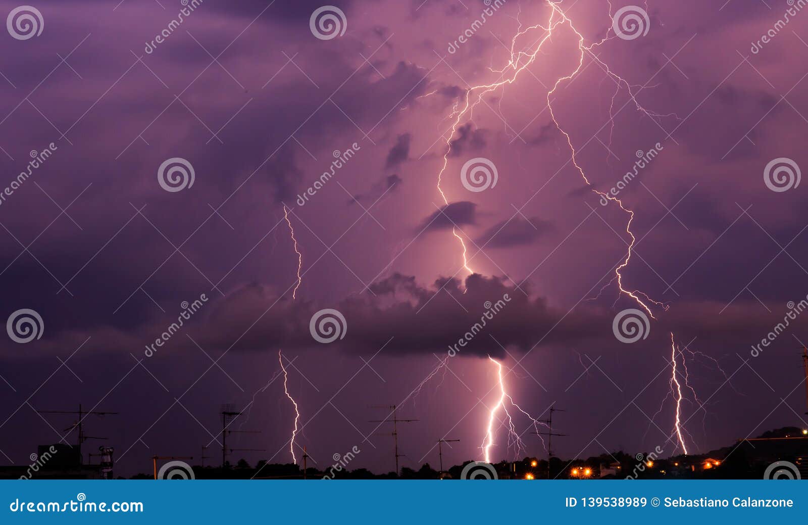 Lightning during an Intense Storm Stock Image - Image of rock, presents ...