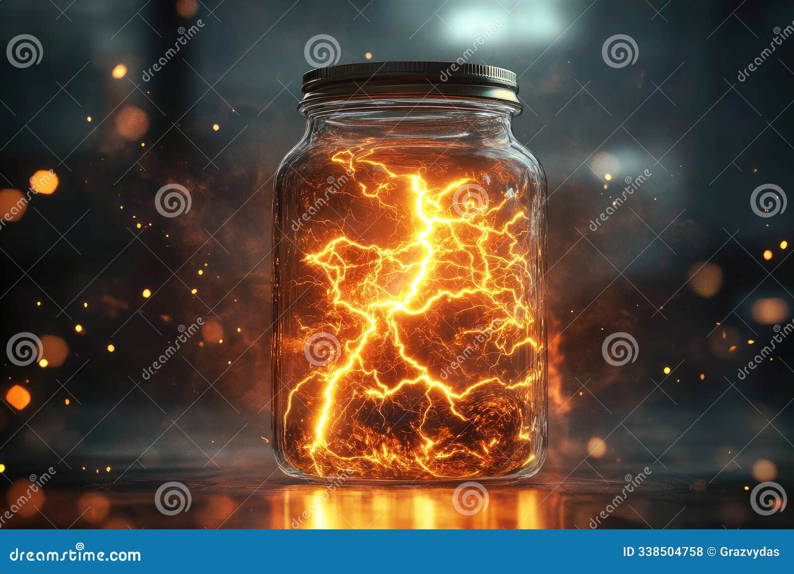 Lightning in a Jar. Lightnings in a Transparent Container Stock ...