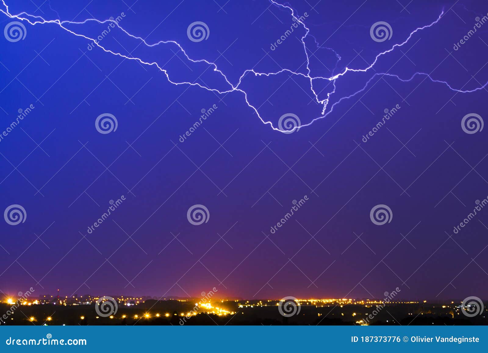 Lightning with landscape. stock photo. Image of electricity - 187373776