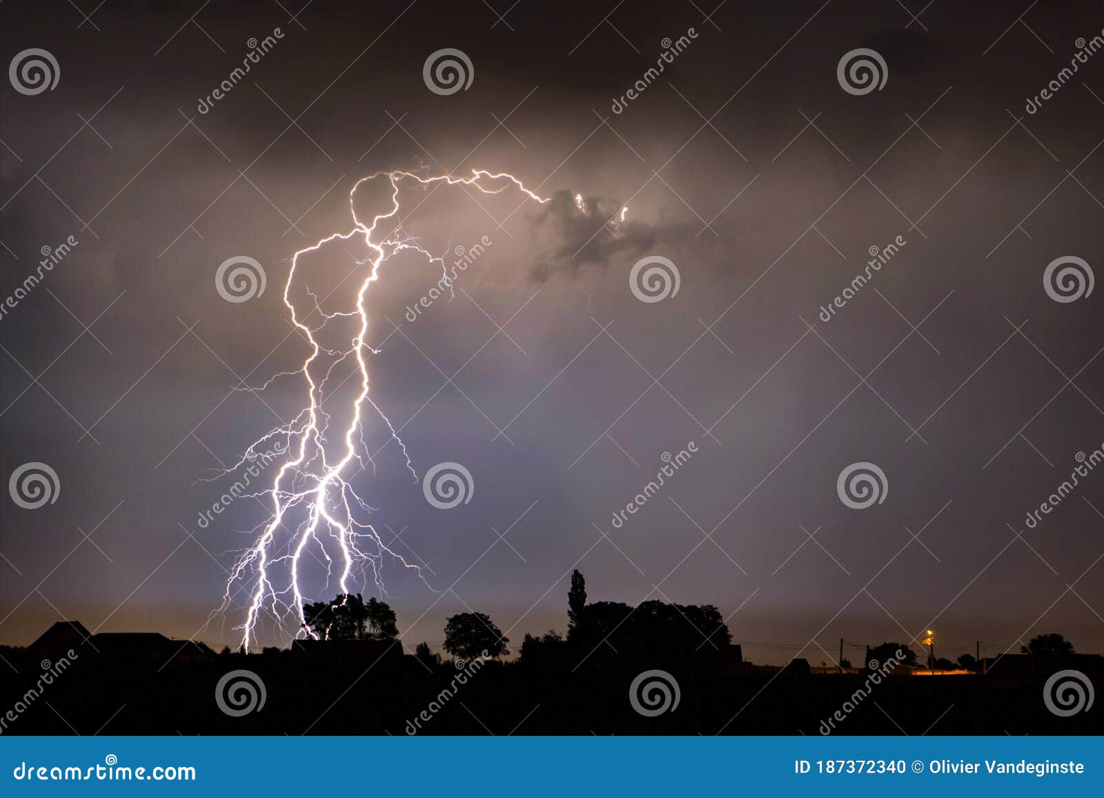 Lightning with landscape. stock photo. Image of dramatic - 187372340