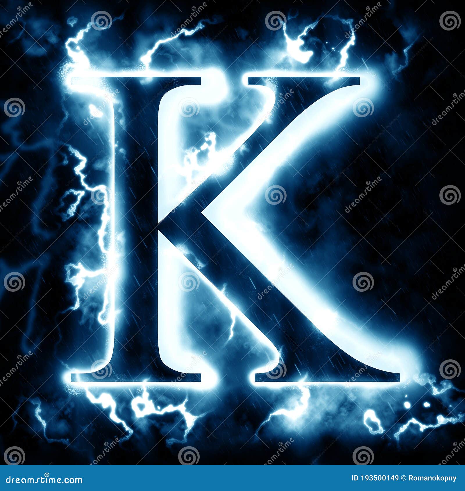 Lightning letter K stock illustration. Illustration of letter - 193500149