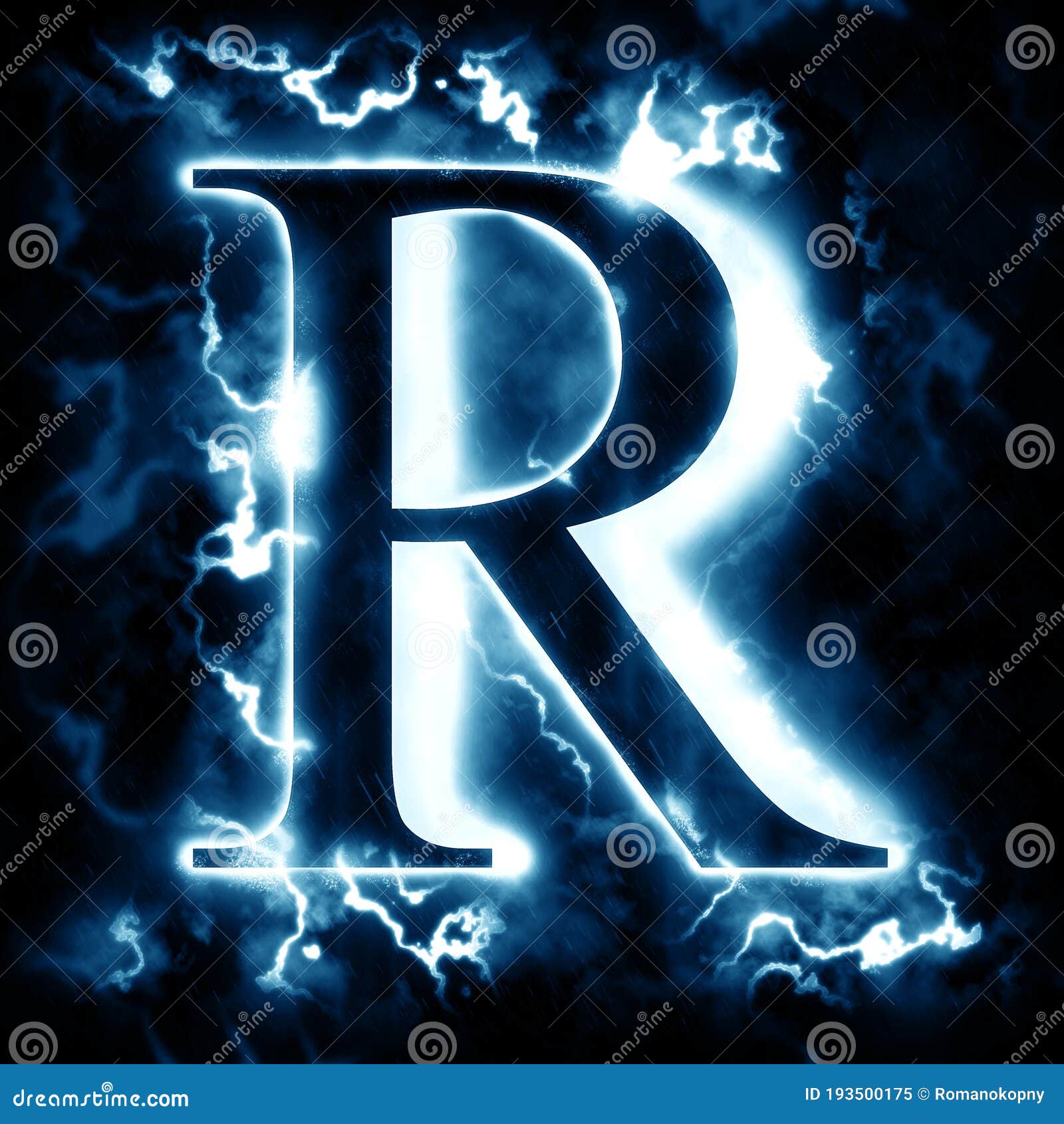 Blue Fire Letter R