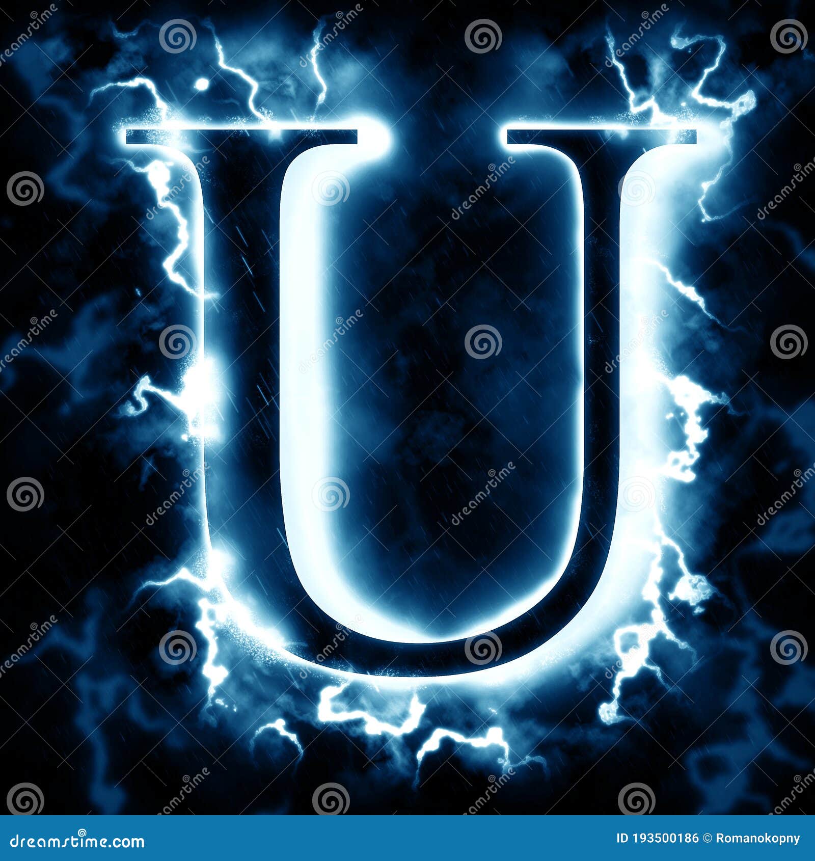 Lightning letter U stock illustration. Illustration of electricity ...