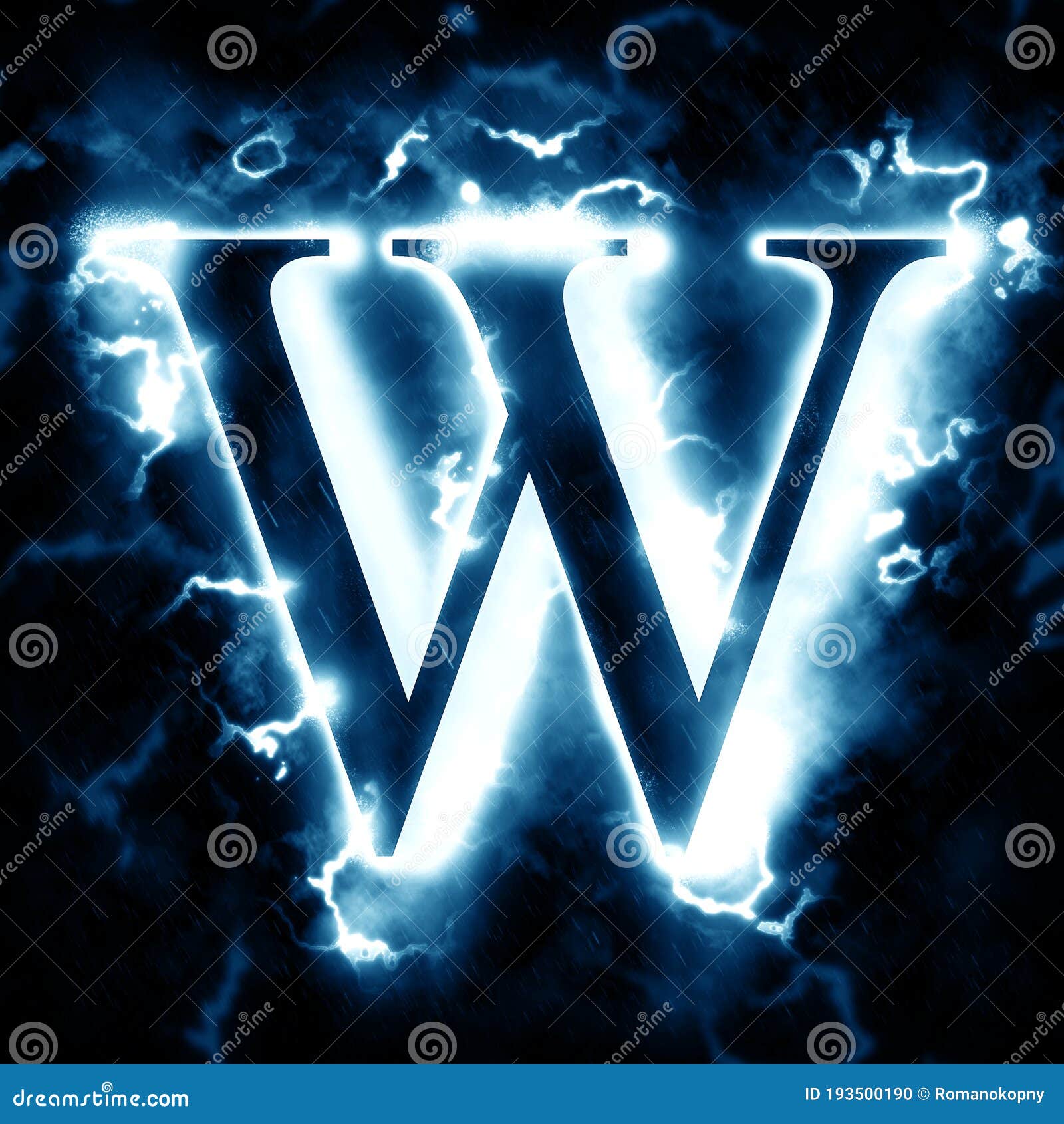 Lightning letter W stock illustration. Illustration of storm - 193500190