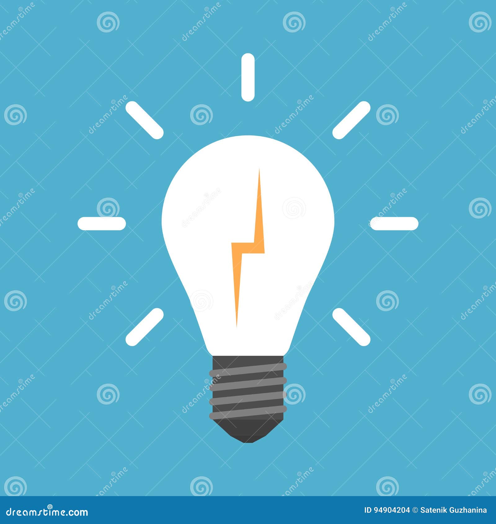 Lightning in light bulb stock vector. Illustration of illumination ...